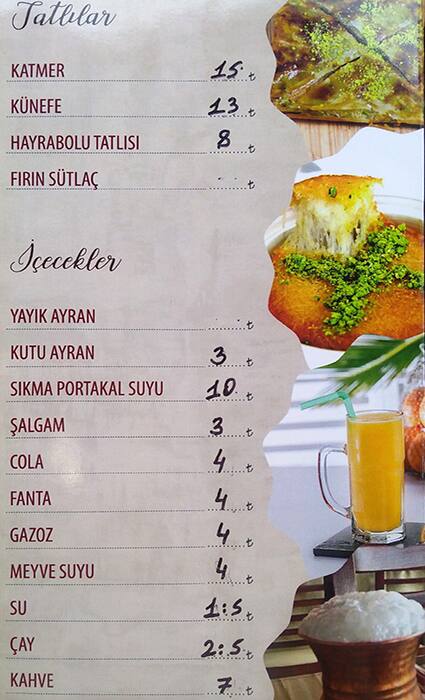 Menu at KEBAPÇI MEMET, Istanbul