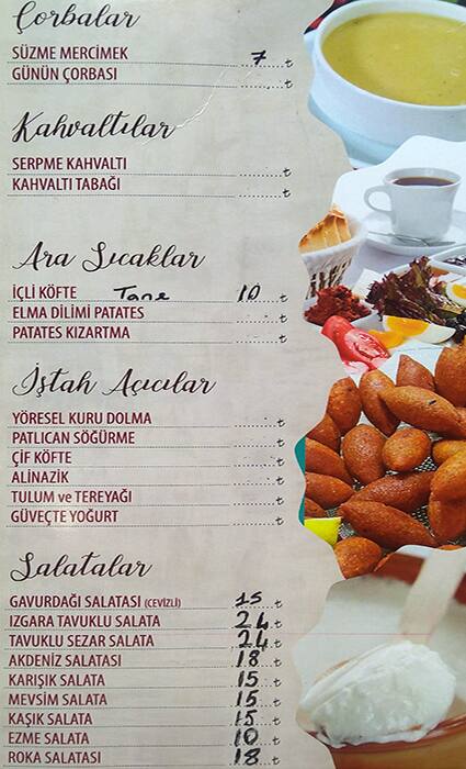 Menu at KEBAPÇI MEMET, Istanbul