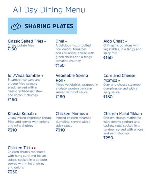 Menu of Express Cafe, Somajiguda, Hyderabad