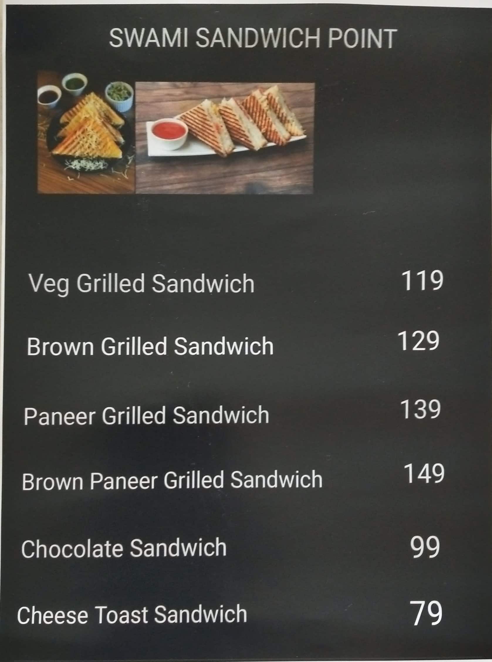 Menu of Swami Sandwich Point, Hinjawadi, Pune