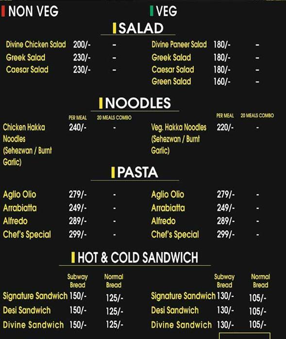 Menu of Divine Kitchen, Mulund West, Mumbai