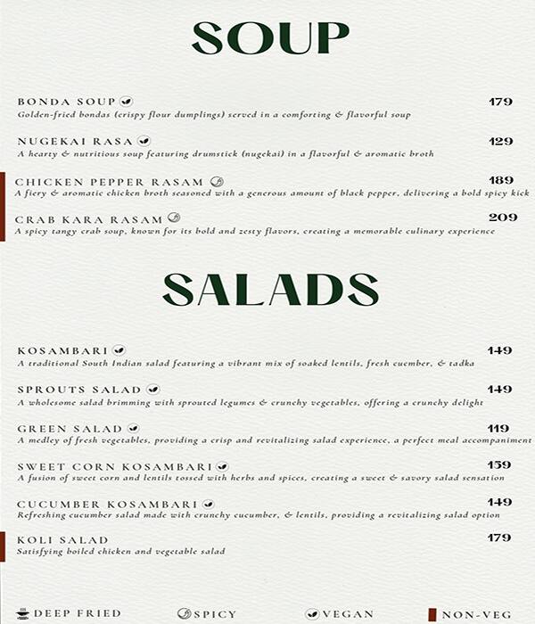 Menu of Sasive, Kanakapura Road, Bangalore