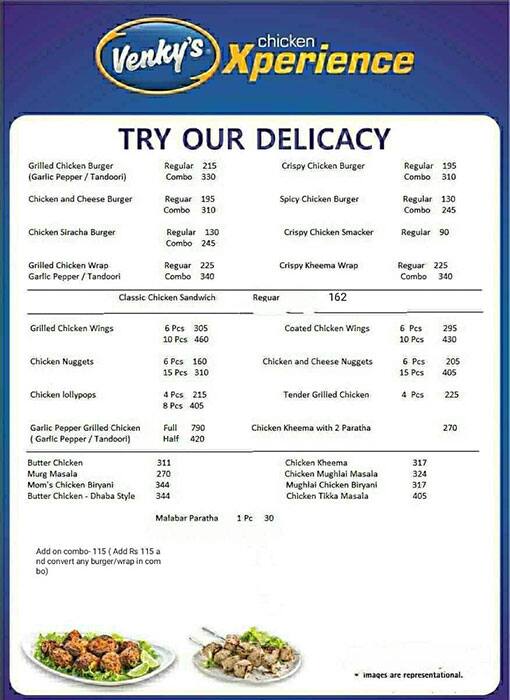 Menu of Venky's Chicken Xperience, Vijay Nagar, Indore