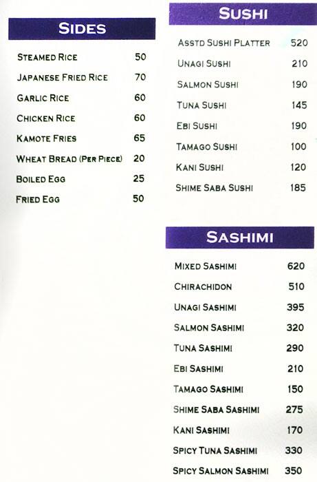 Menu at East Cafe, Mandaluyong