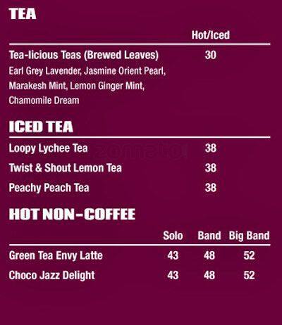 Carta del café Java Jazz, Tangerang