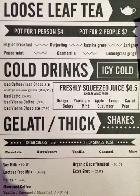 Menu at Feed Jetty Road cafe, Glenelg
