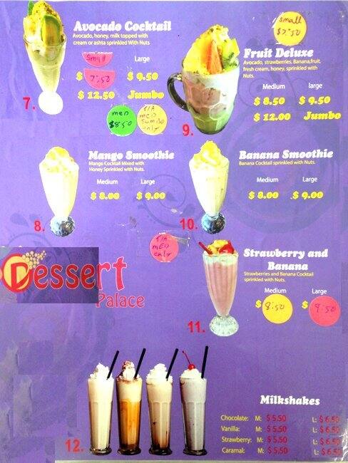 Menu at Dessert Palace desserts, Coolaroo