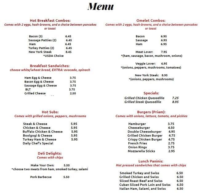 Menu at Eddie's restaurant, Newport News