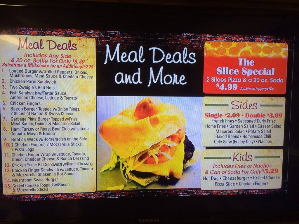 Menu at Paparoni's pizzeria, Pavilion