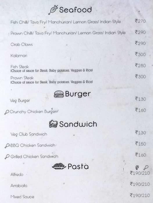 Menu at Caf-Eleven, Bengaluru