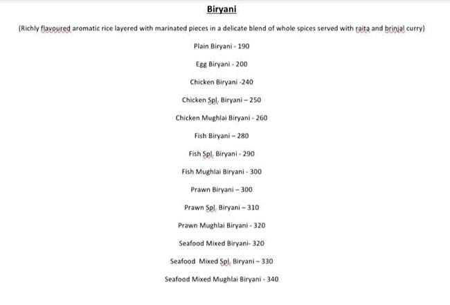 Menu of Jabbar Bhai Biryani, Porur, Chennai