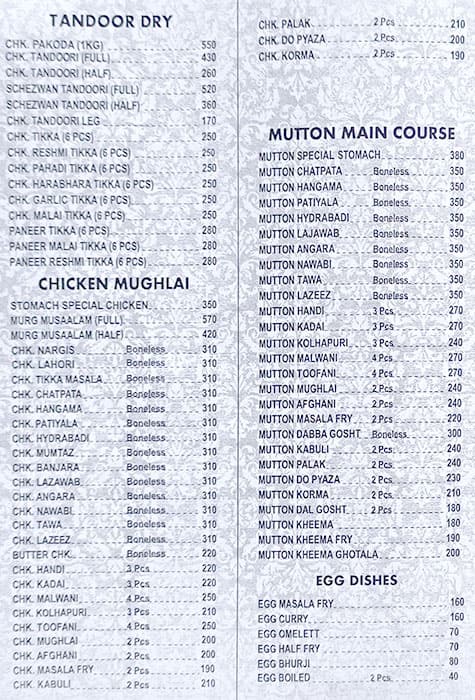 Menu of Cafe Sahara, Sakinaka, Mumbai
