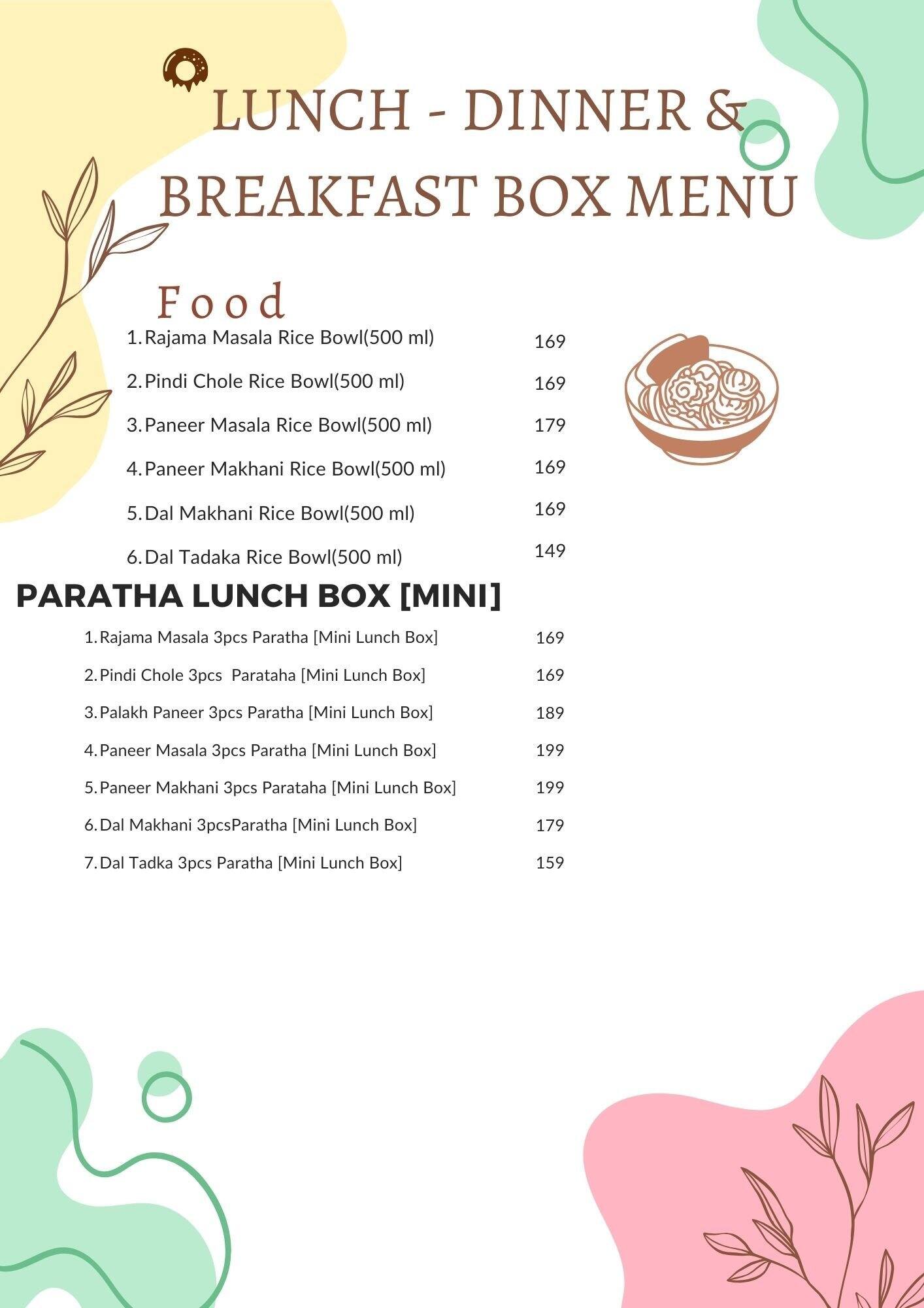 Menu of Lunch Dinner & Breakfast Box, Gota, Ahmedabad