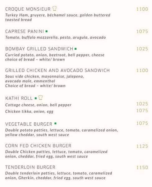 Menu at PONDICHÉRY CAFÉ - ALL-DAY DINING, Mumbai, Sofitel Mumbai Bkc