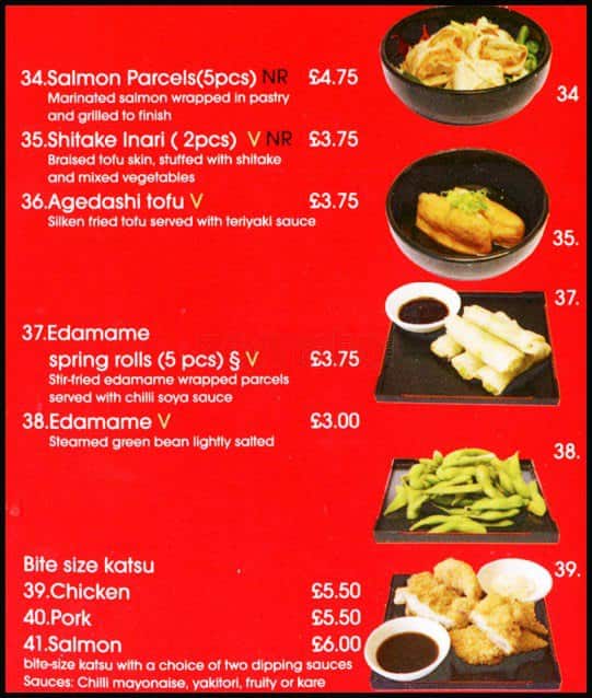 Menu at Kata restaurant, London