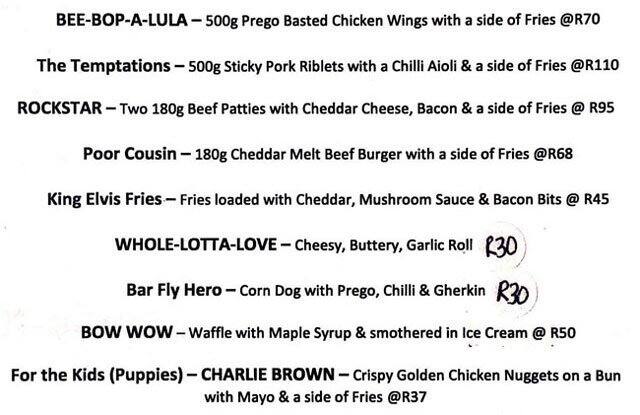 Menu at On A Roll restaurant, Cape Town