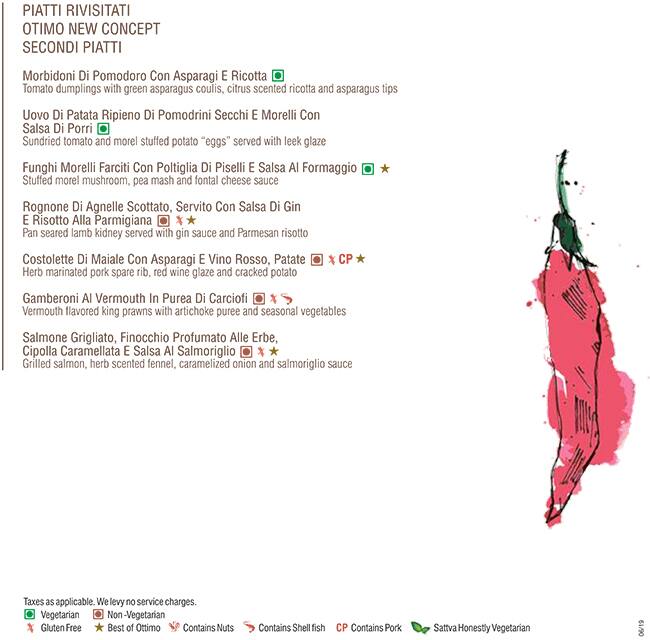 Menu at Ottimo Cucina Italiana, Chennai, ITC Grand Chola