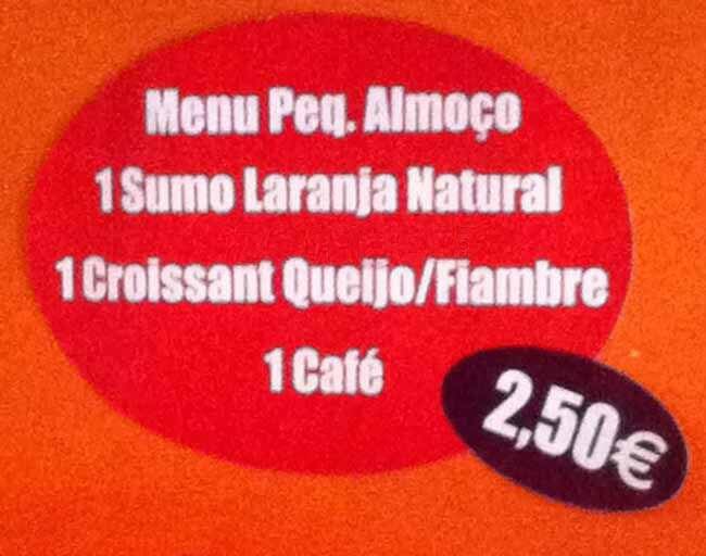 Menu at Spazio restaurant, Queijas