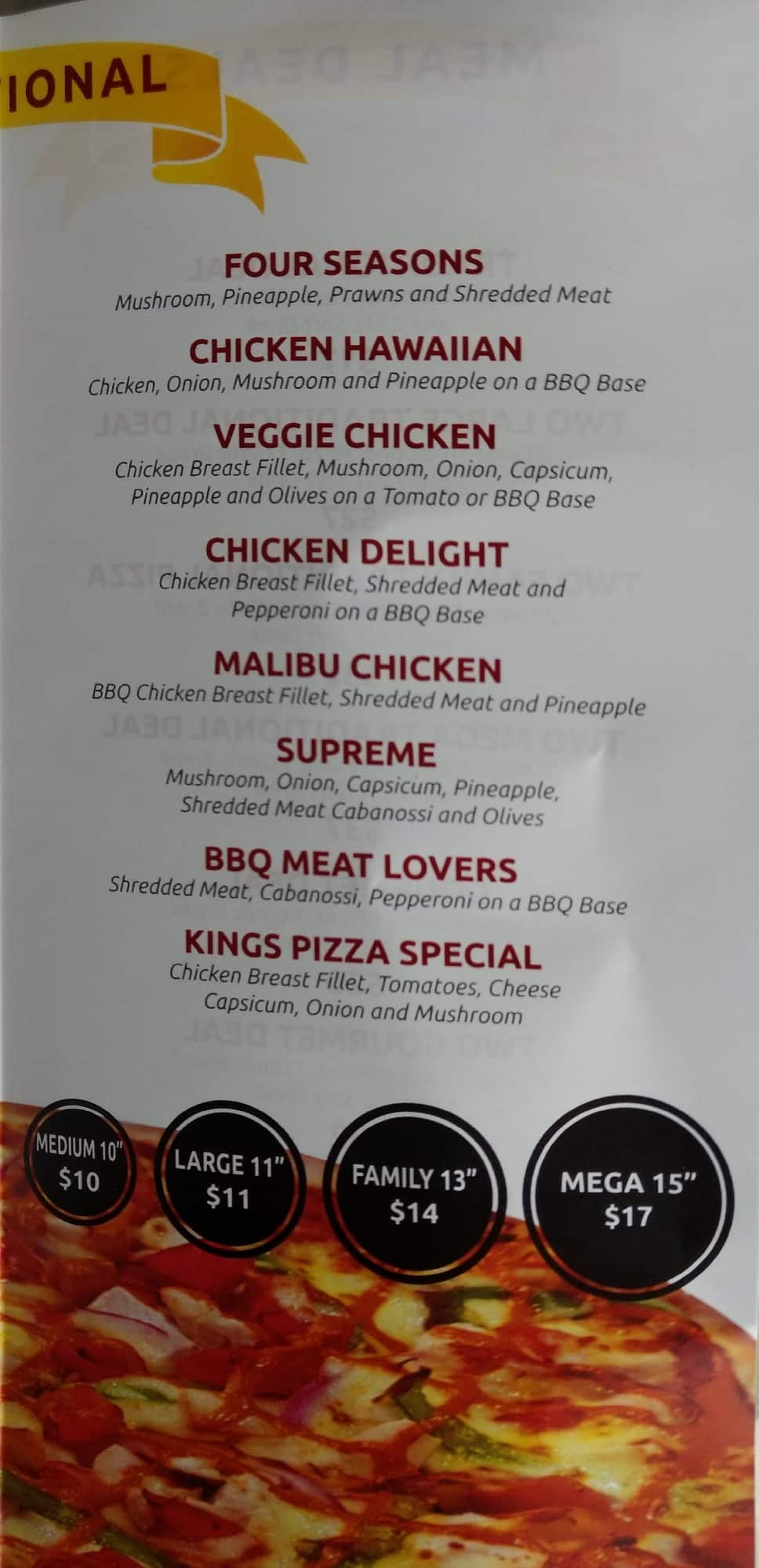 Menu at Kings Pizza and Bakery, Rockdale