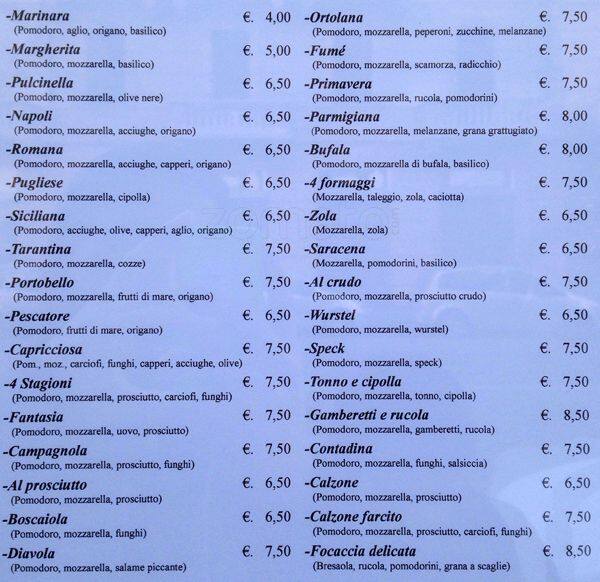 Menu da PORTOBELLO pizzeria ristorante, Milano, Via Plinio