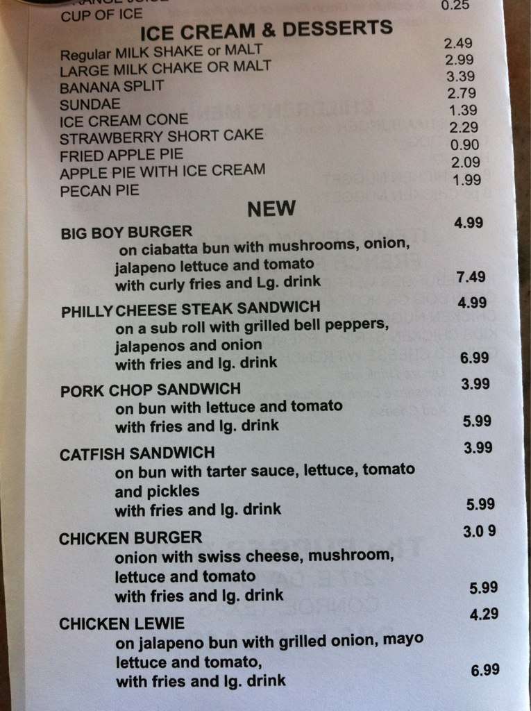 Menu at Burger Boy restaurant, Conroe, 217 E Davis St