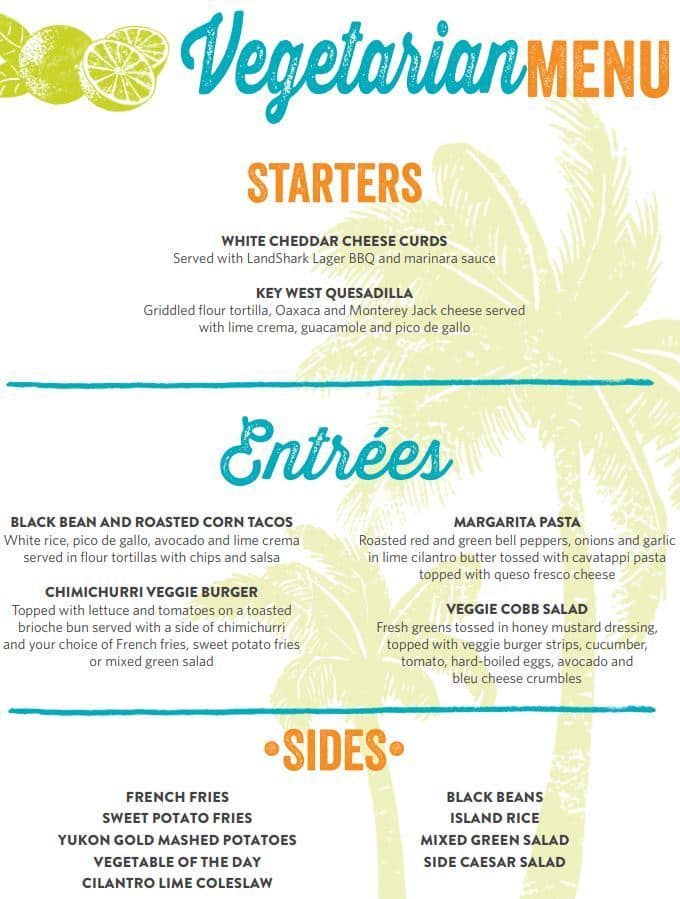 Menu at Margaritaville Coffee Shop cafe, Hollywood