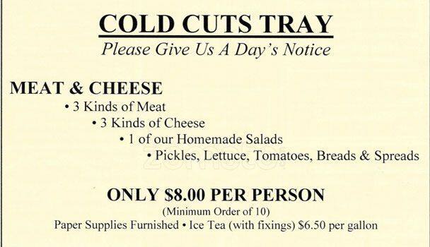 Menu at Chris' Deli restaurant, Charlotte