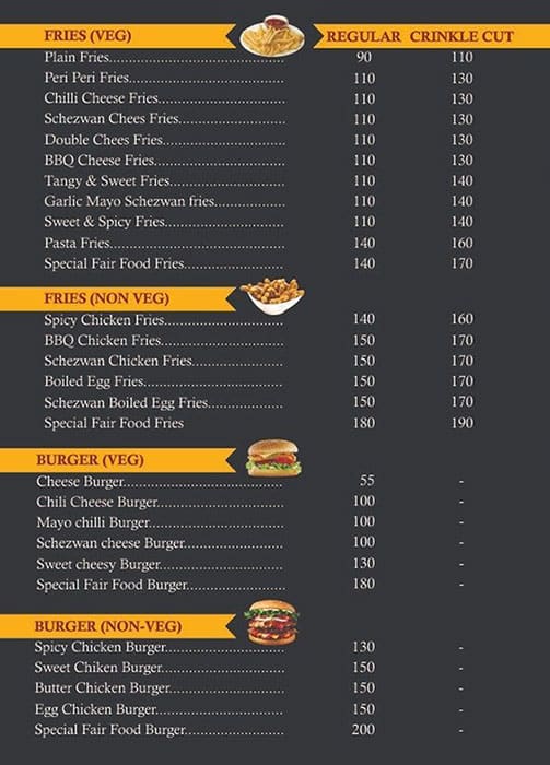Menu of Fair Food, Jogeshwari, Mumbai