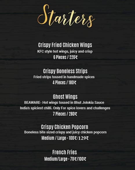 Menu of The Wings Story by Chef Ajay, Jhotwara, Jaipur