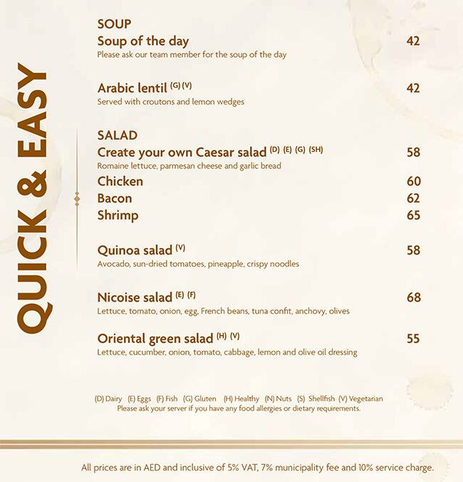 Menu at Cappuccino's Lobby Cafe, Dubai, 1 Sheikh Zayed Rd