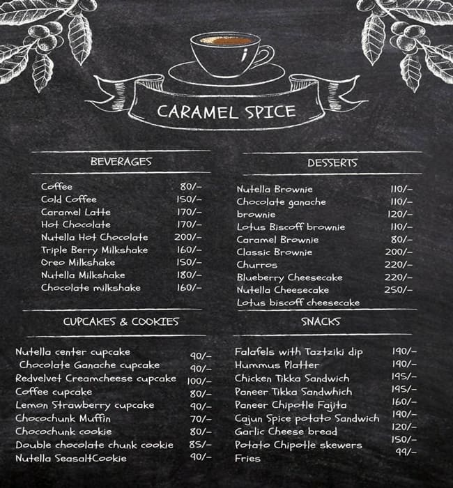 Menu of Caramel Spice, College Road, Nashik