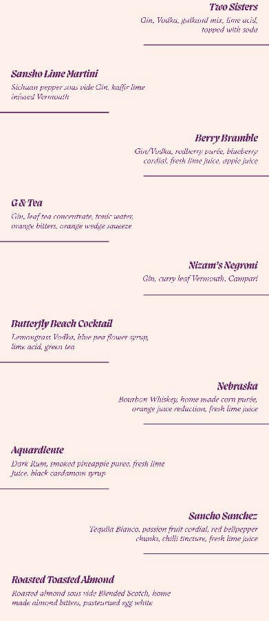 Menu of Cara Cara, Jubilee Hills, Hyderabad