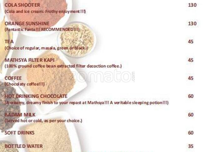 Menu at Mathsya Bangalore, Bengaluru, 48