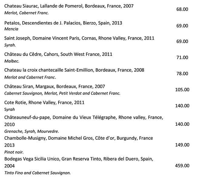 Menu at Golden Arrow - Hotel Pullman London St Pancras, London