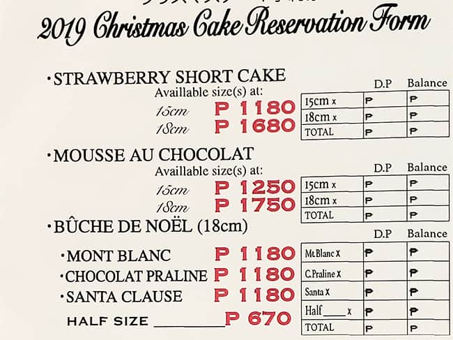 Menu at Patisserie Bebe Rouge desserts, Makati, Sacred Heart St