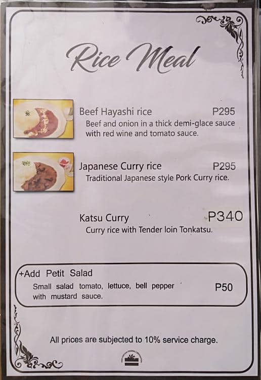 Menu at Patisserie Bebe Rouge desserts, Makati, Sacred Heart St