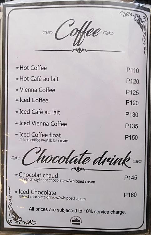 Menu at Patisserie Bebe Rouge desserts, Makati, Sacred Heart St