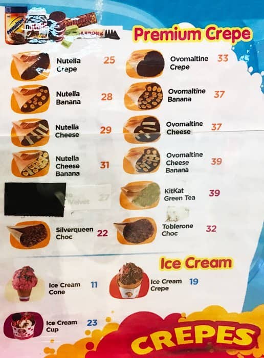 Menu at Crepe Signature, Jakarta, Central Park