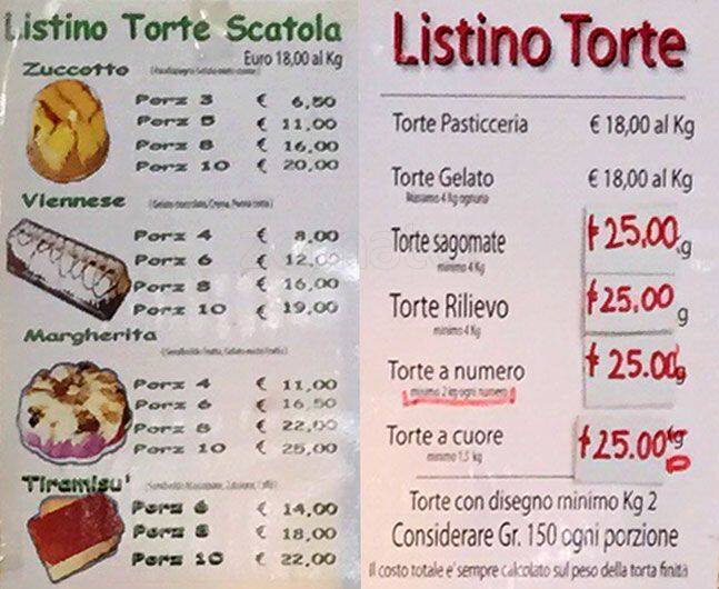 Menu da Adrian's pasticceria, Roma