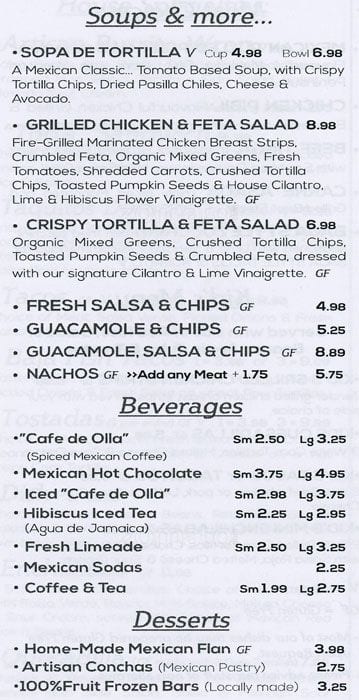 Menu at The Mexican Gourmet - PoCo restaurant, Port Coquitlam