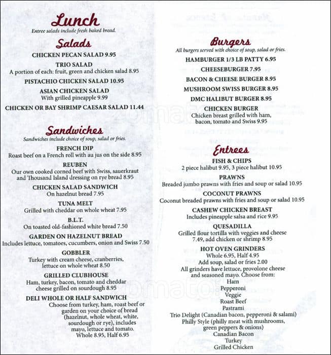 Menu at Tuscany at Des Moines Creek restaurant, Des Moines