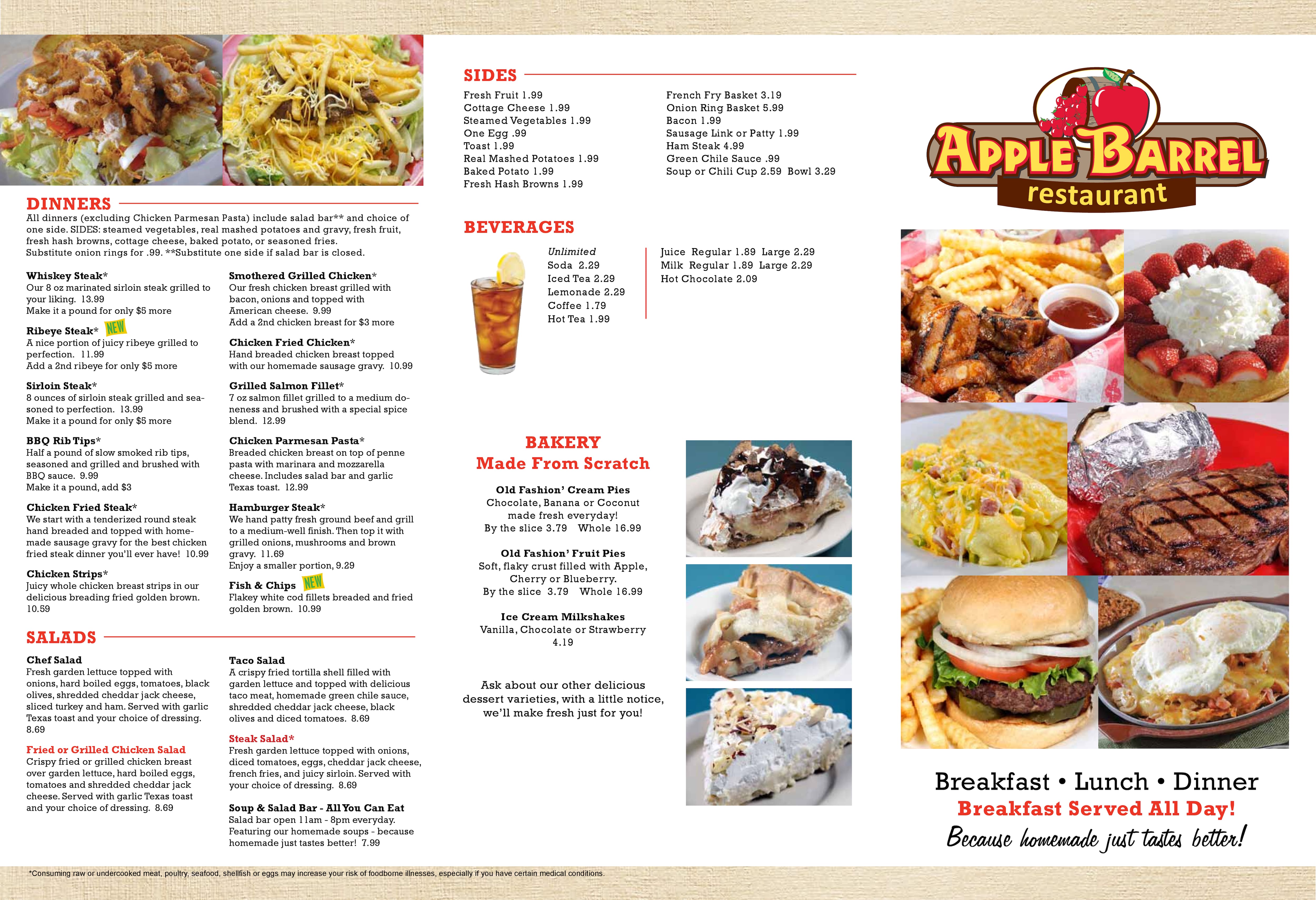 Menu at Apple Barrel Restaurant, Council Bluffs, S 24th St