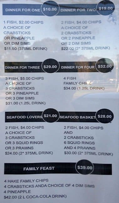 Menu at Guildford Fish & Chips fast food, South Guildford