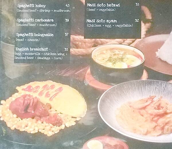 Menu at Kopikoboy cafe, South Jakarta