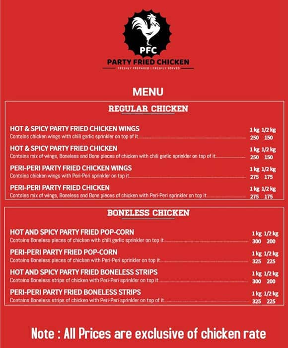Menu at PARTY FRIED CHICKEN, Hyderabad