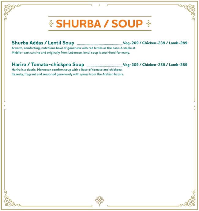 Menu of Qissa, Indiranagar, Bangalore