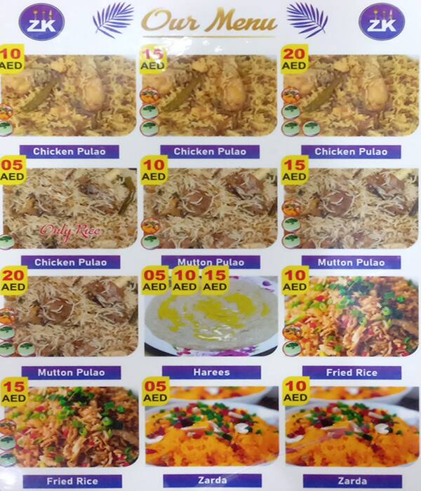 Menu of Zain Zahra Kitchen, Al Satwa, Dubai
