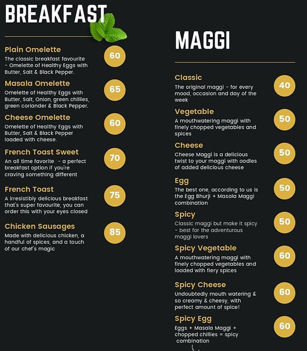 Menu of The Soul House, Sector 127, Noida