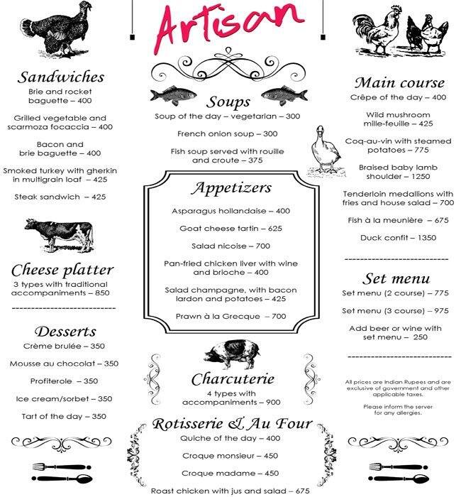 Artisan - Sofitel Menu, Menu for Artisan - Sofitel, Bandra Kurla ...
