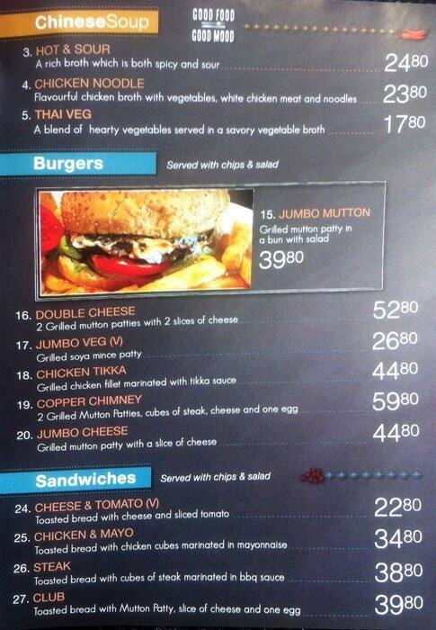 Copper Chimney Menu, Menu for Copper Chimney, Buccleuch, Johannesburg ...